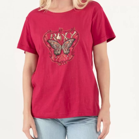 Roxy | Tops | Nwt Roxy Fly To Paradise Womens Oversized Tee Red Berry ...